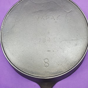 Early Wapak #8 Cast Iron Skillet With Strong Heat Ring Makers Mark ERIE ...