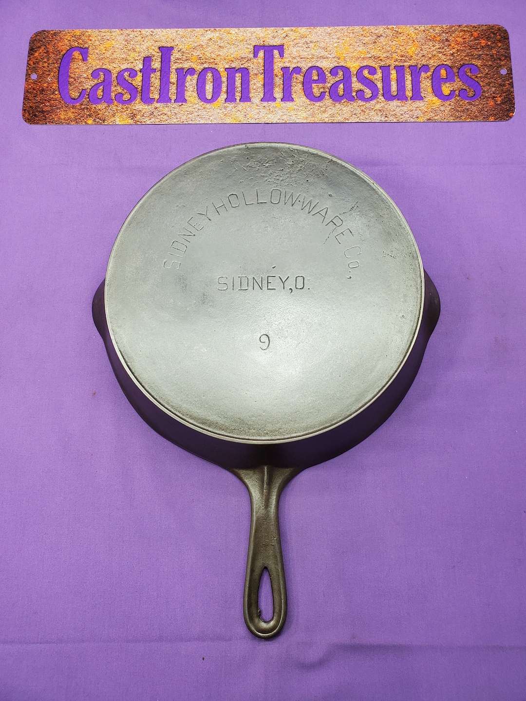Rare #9 Sidney Hollow Ware Co. Cast Iron Skillet With Heat Ring Smooth ...