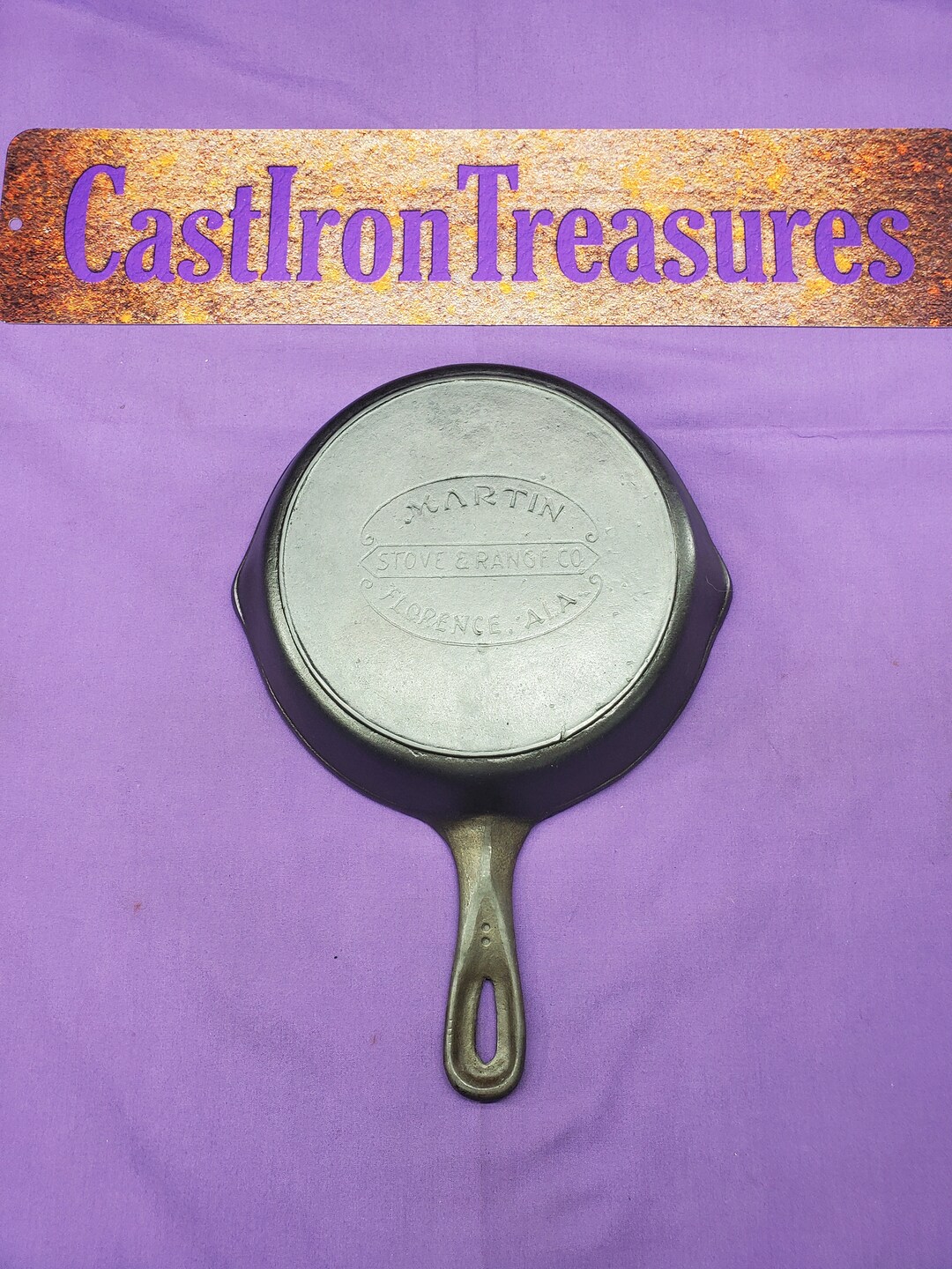 Martin Stove & Range #5 Cast Iron Skillet With Heat Ring Hamburger Logo ...