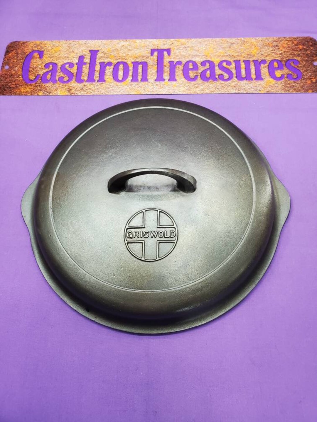 Excellent Griswold 9 Cast Iron Button Logo Skillet Cover High Dome Self ...