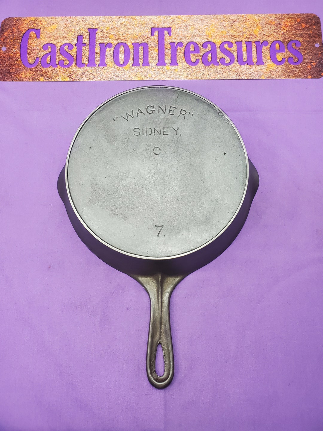 Early "wagner" Sidney #7 Cast Iron Skillet With Heat Ring Sits Flat ...