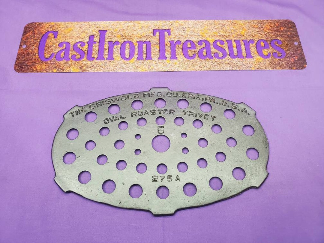 Rare #5 Griswold Cast Iron Oval Roaster Trivet Fully Marked #276 Smooth ...