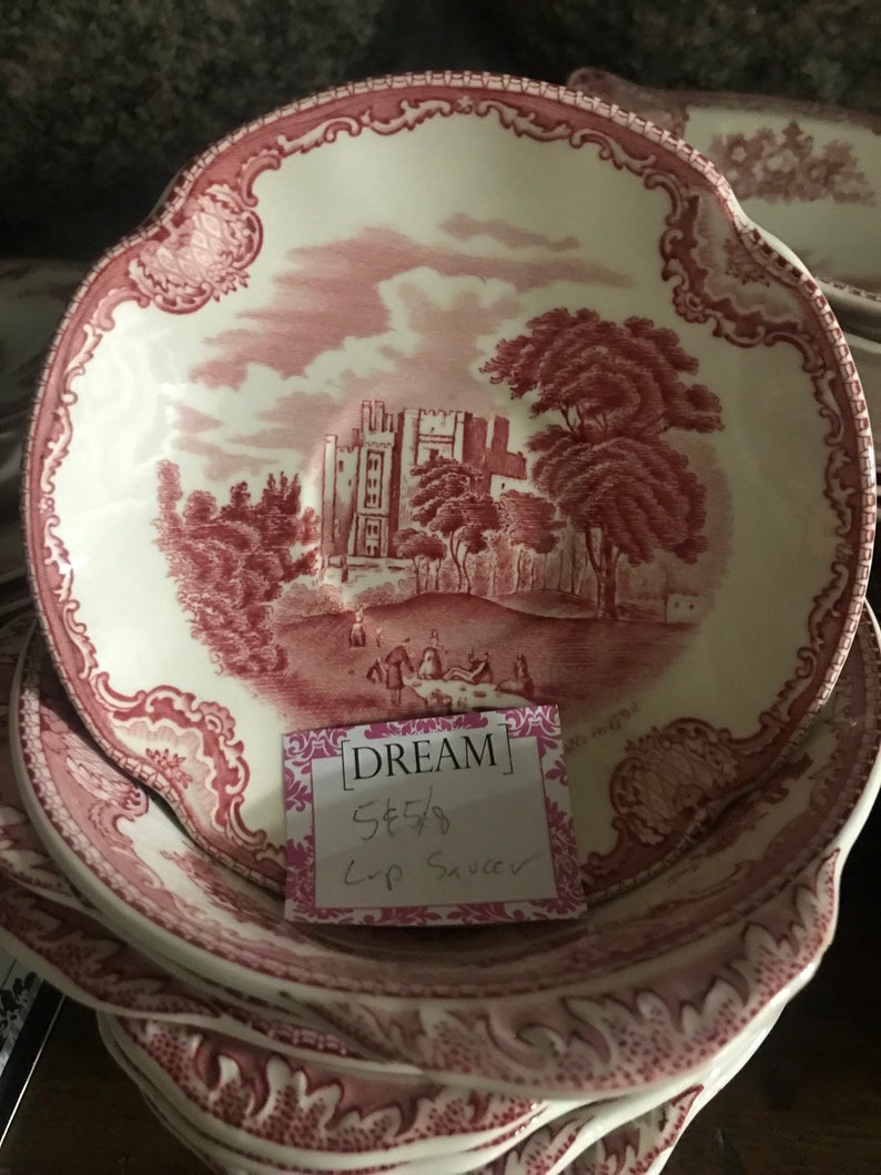 Vintage Johnson Bros Old British Castles Pink and White China - Etsy
