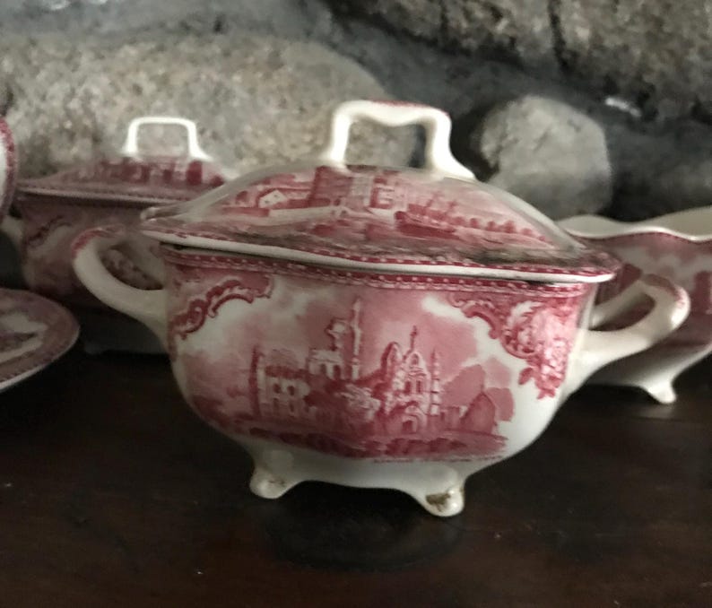 Vintage Johnson Bros Old British Castles Pink and White China - Etsy