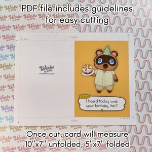 Printable Tom Nook Birthday Card digital Download Animal Crossing: New ...