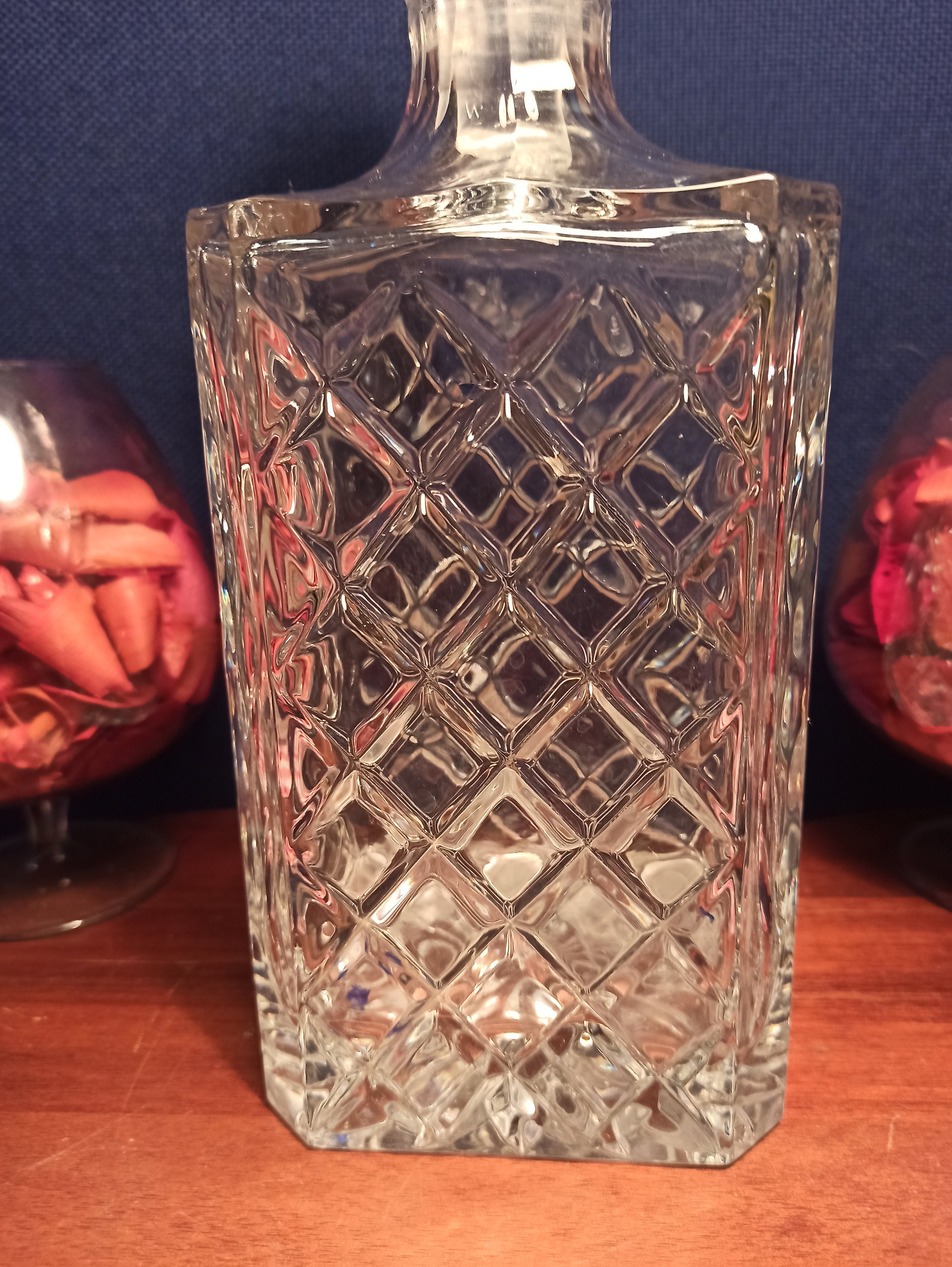 Vintage Square Cut Crystal Whiskey Decanter Etsy
