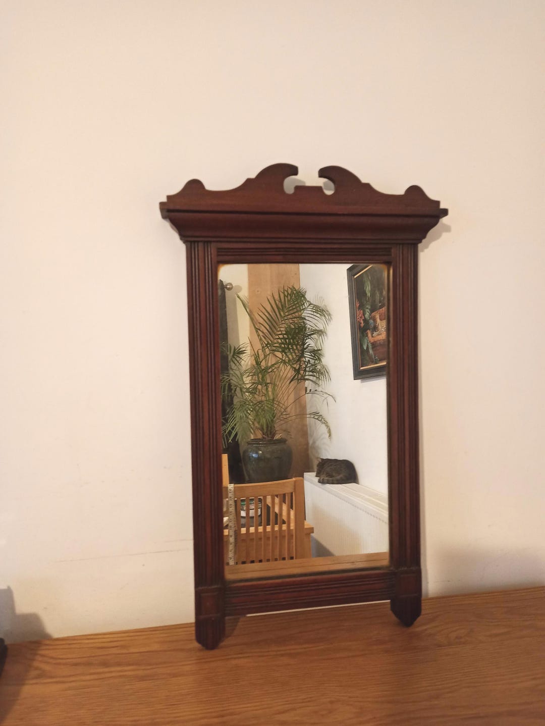 Antique Edwardian Art Deco-style Wall Mirror. Wooden Surround. Boarded ...