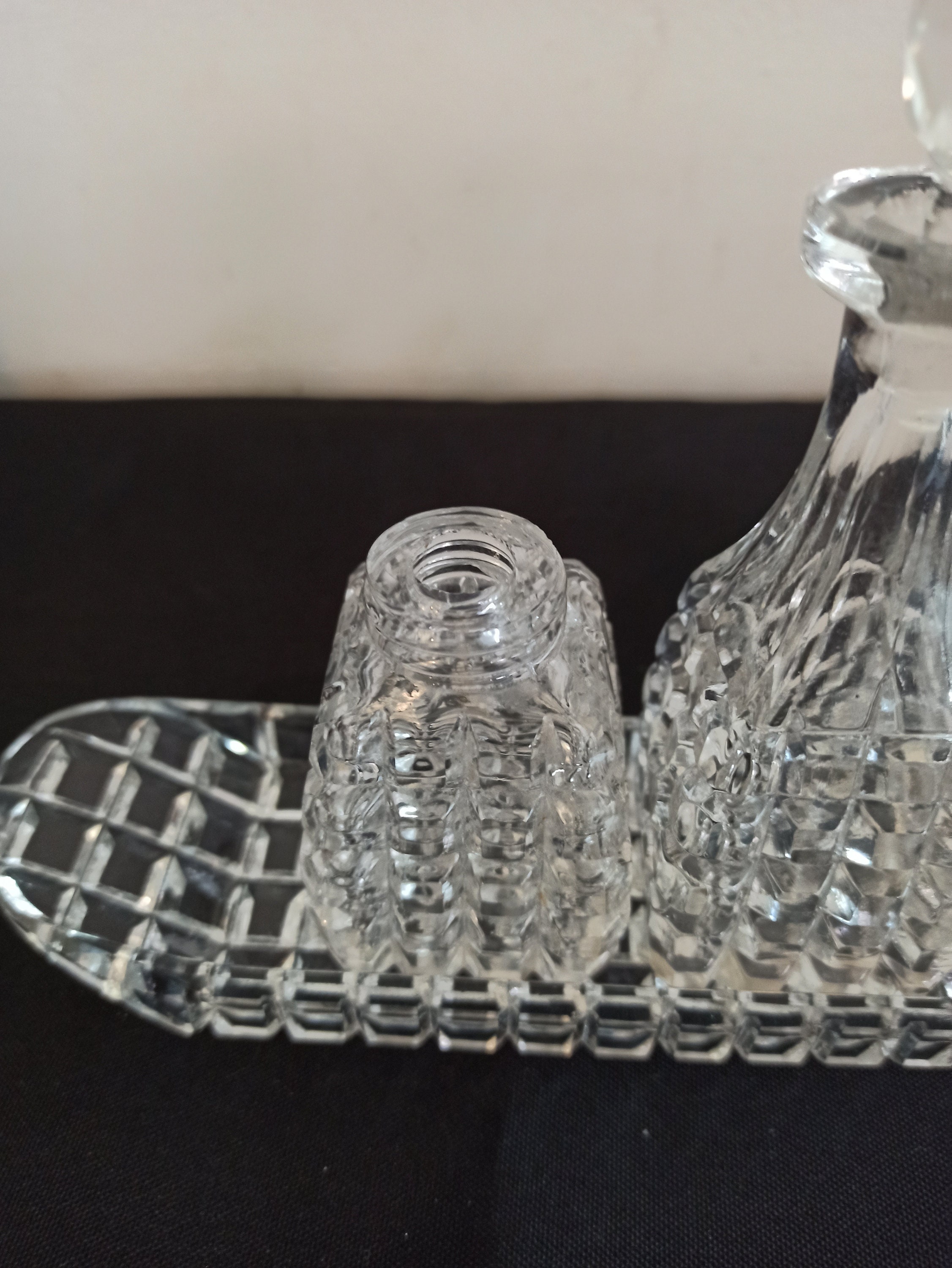 Vintage Lead Crystal Condiments Set. Very Good Condition. | Etsy