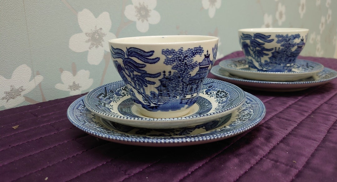 Ringtons Tea Ltd Six Piece Tea Set - 2 Blue and White Trios of Cup ...