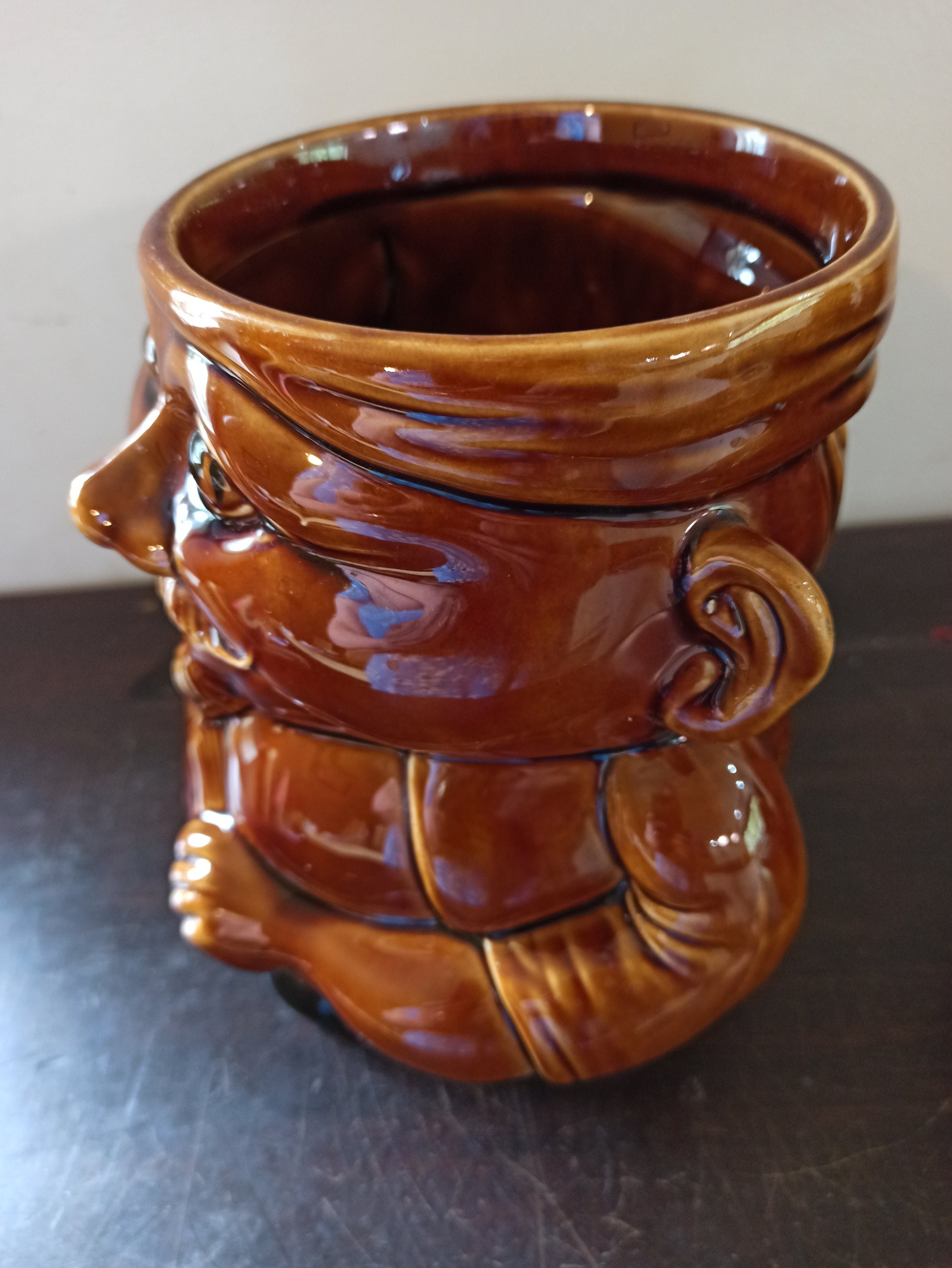Vintage Treacle Glazed Biscuit Barrel / Cookie Jar. Very Good Condition ...