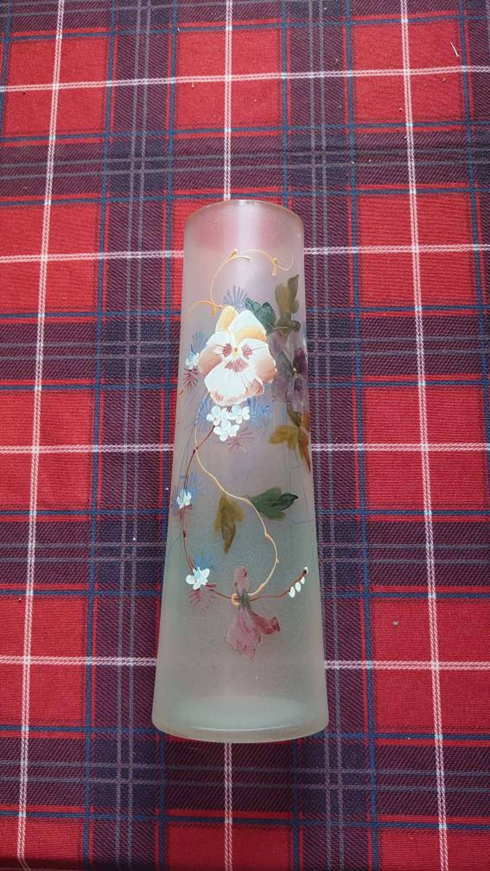 Ornate Frosted Glass Tapering Vase - Etsy