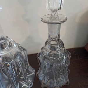 Set of 3 Victorian Glass Decanters. Circa 1852. Bell Shaped, Pillar Decanters. Different Sizes ...