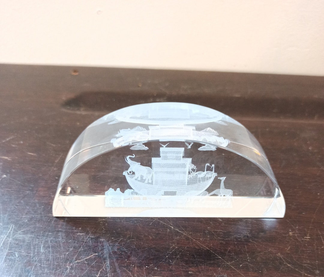 Noah's Ark Paperweight. Glass Arch. Etched Design. - Etsy