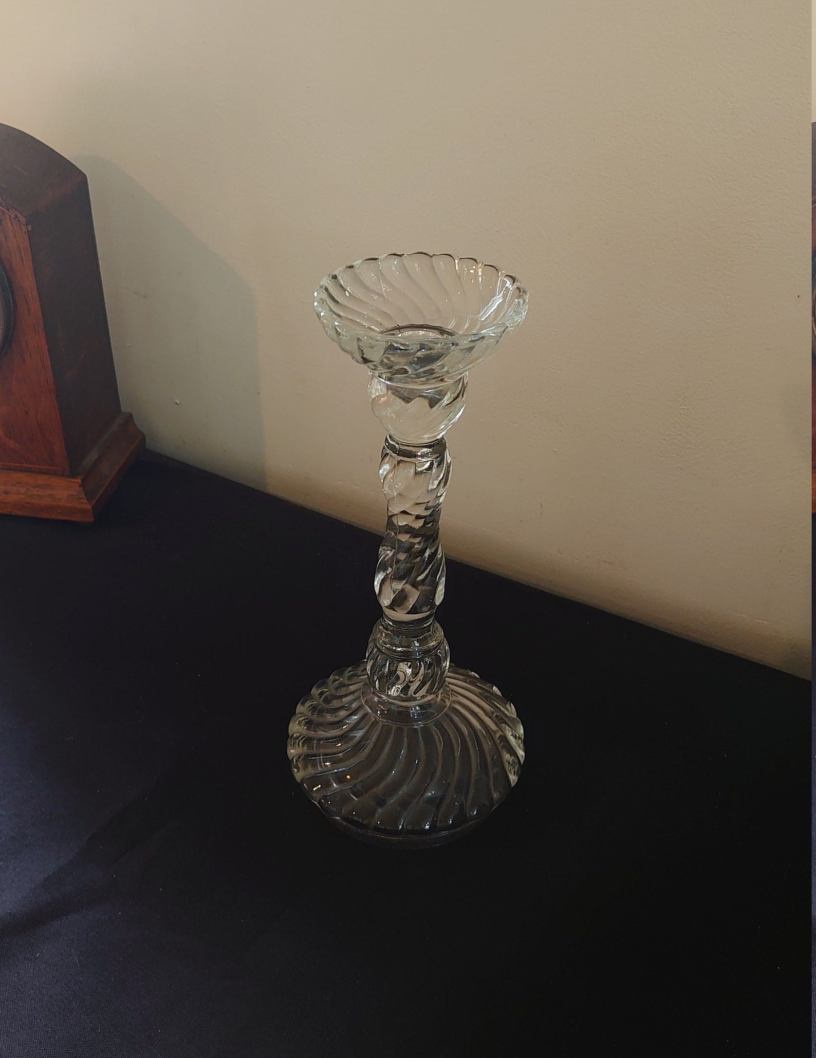 Single Tall Glass Taper Dining Candle Candlestick Swirl - Etsy UK