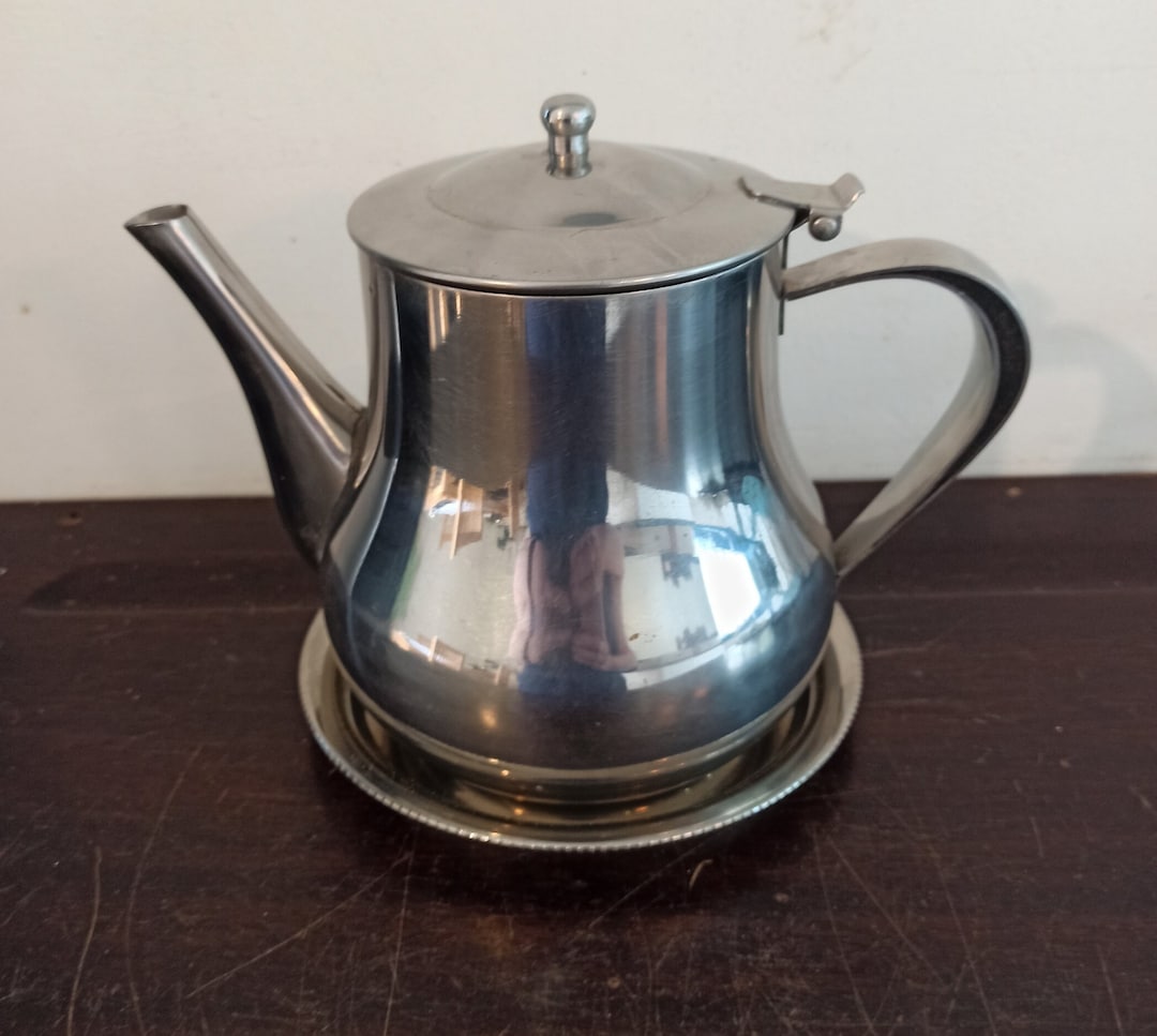 Stainless Steel Teapot for Two, With Protective Base Tray. - Etsy