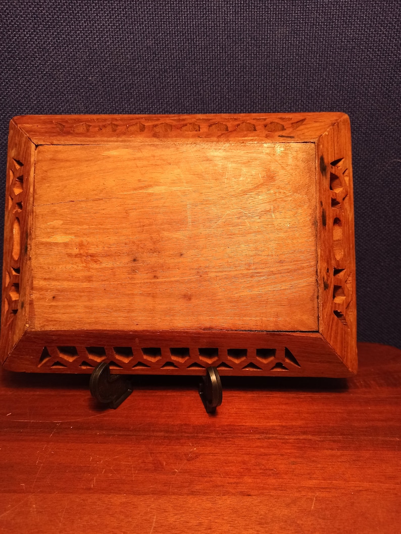 Trio of Treen, Carved Wooden Items. Letter Rack, Chinese or Japanese ...