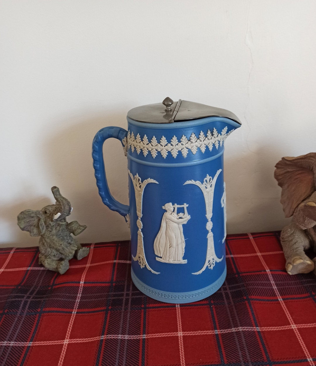 A Dudson Brothers Blue Jasperware Jug / Pitcher With Lid. - Etsy UK
