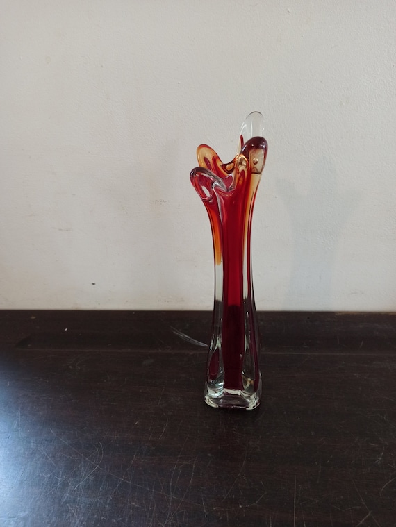 Vintage Ruby Red Glass Tulip Vase. Very Good Condition. | Etsy