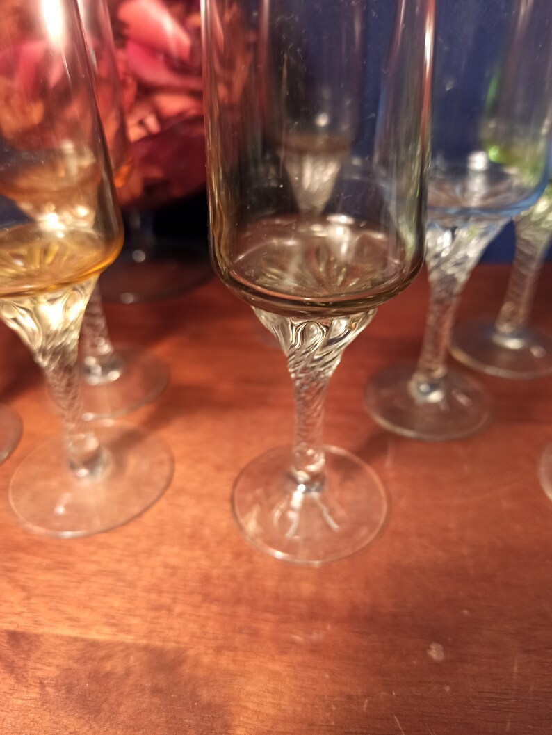 Set of 8 Liqueur / Sherry Glasses. Barley Twist Stem. Various | Etsy UK