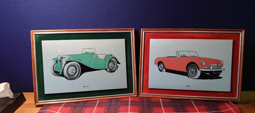 Two MG Sports Car Metal Plate Picture Frames 36x26cm - Etsy