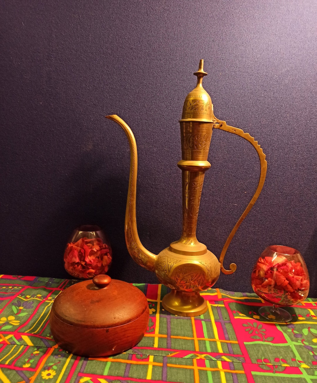 Antique Arabian Brass Jug - Moroccan - Hinged Lid - Good Condition - Etsy