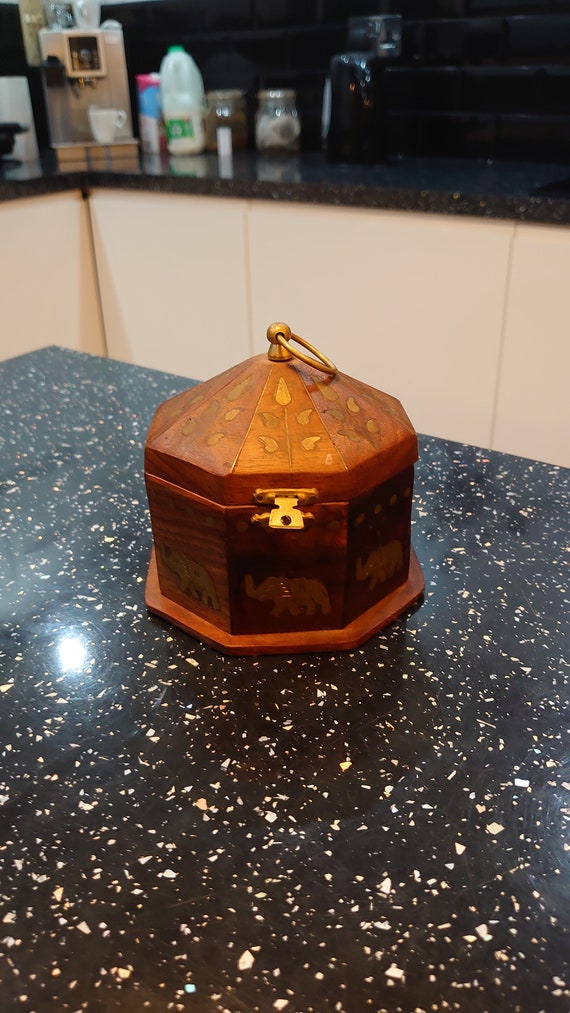 Octagonal wooden Box with Domed Wooden Lid 12cm diameter and | Etsy