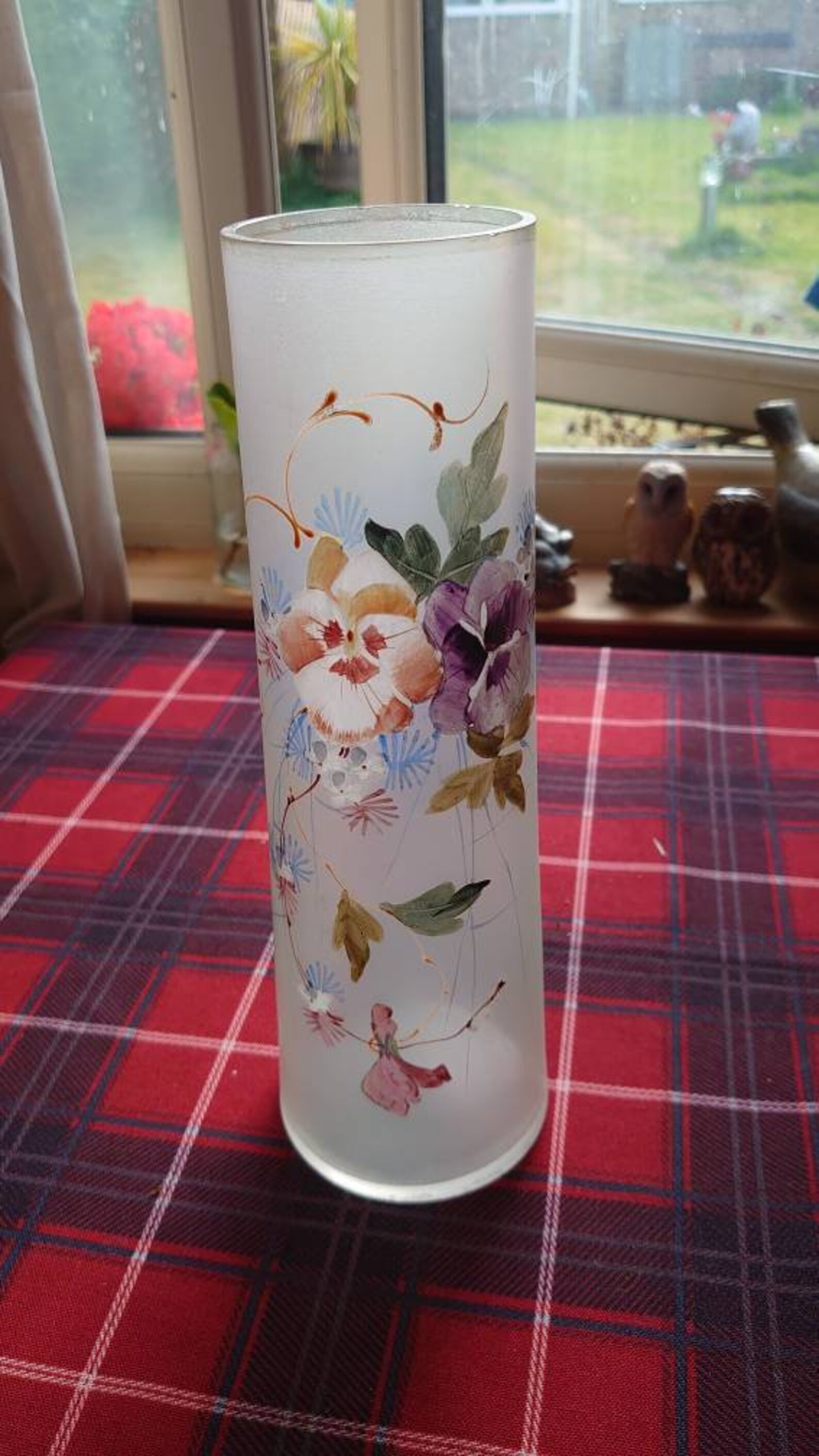 Ornate Frosted Glass Tapering Vase - Etsy
