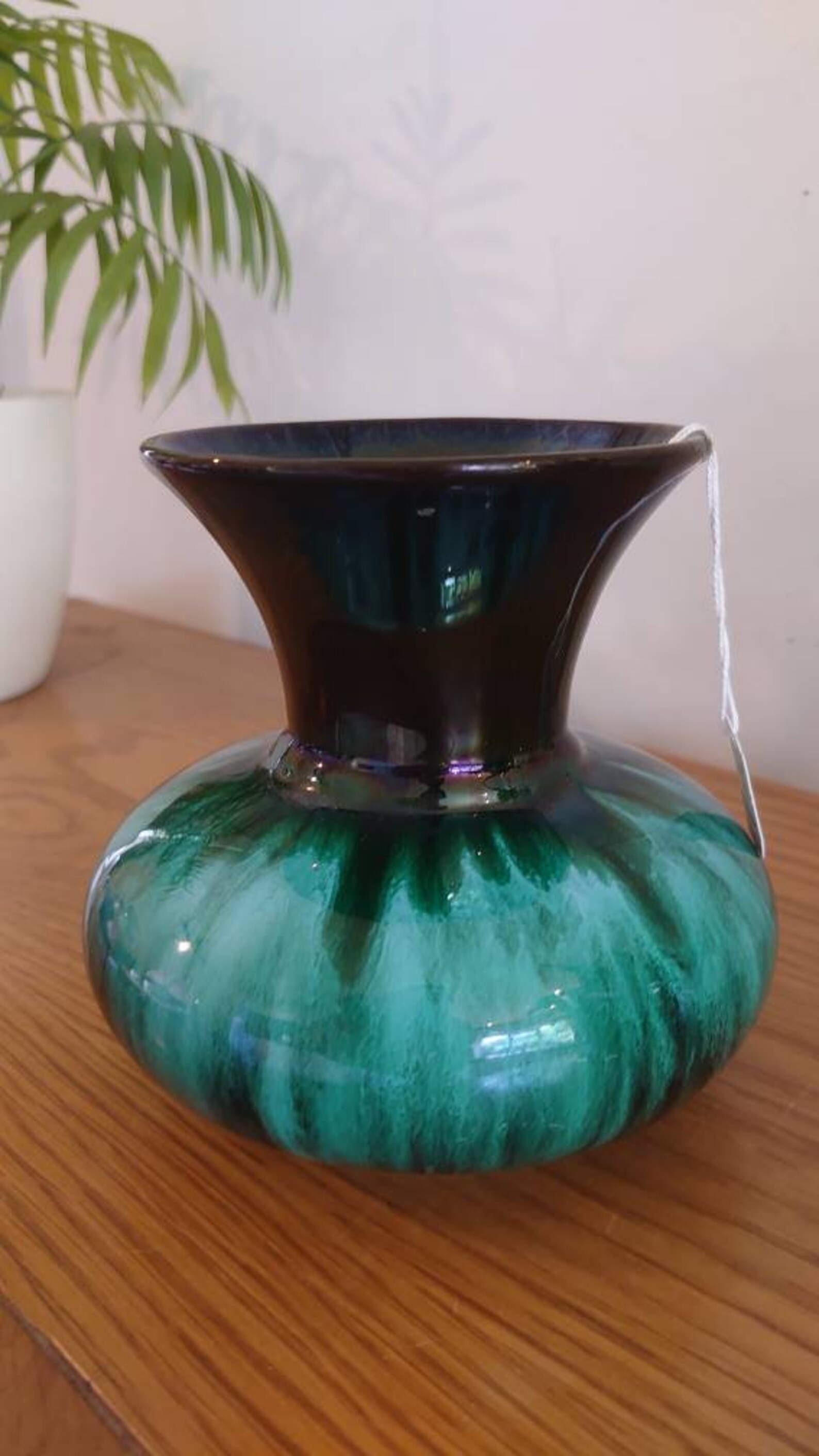 Turquoise and Black Pearlescent Canadian Blue Mountain Trumpet Vase - Etsy
