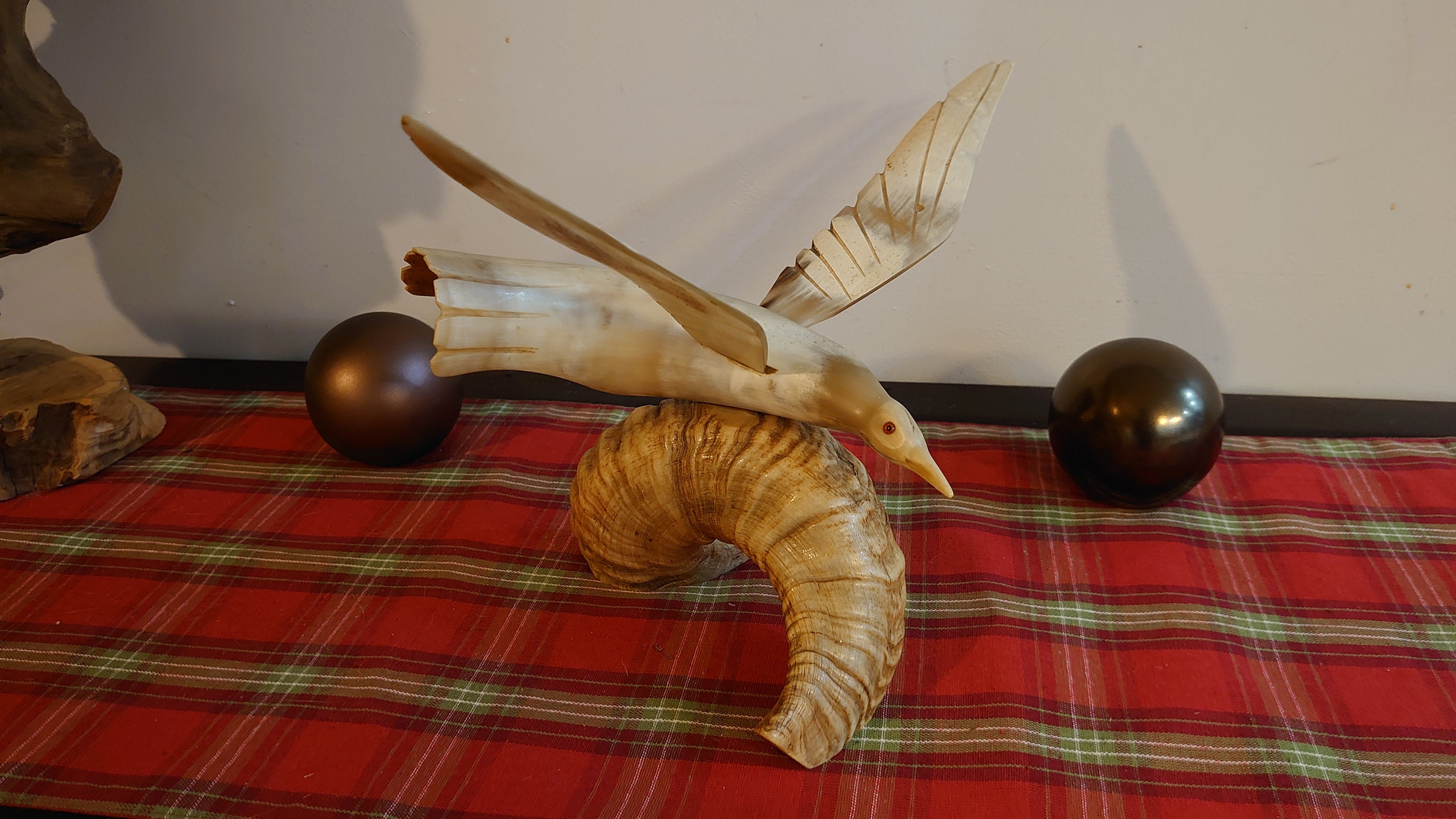 Unique Seagull in Flight Sculpture Carved from Animal Horn | Etsy