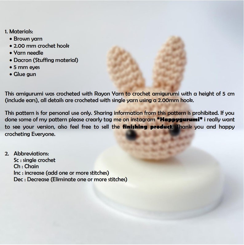 Crochet Pattern : Bunny Head Amigurumi PDF Pattern - Etsy
