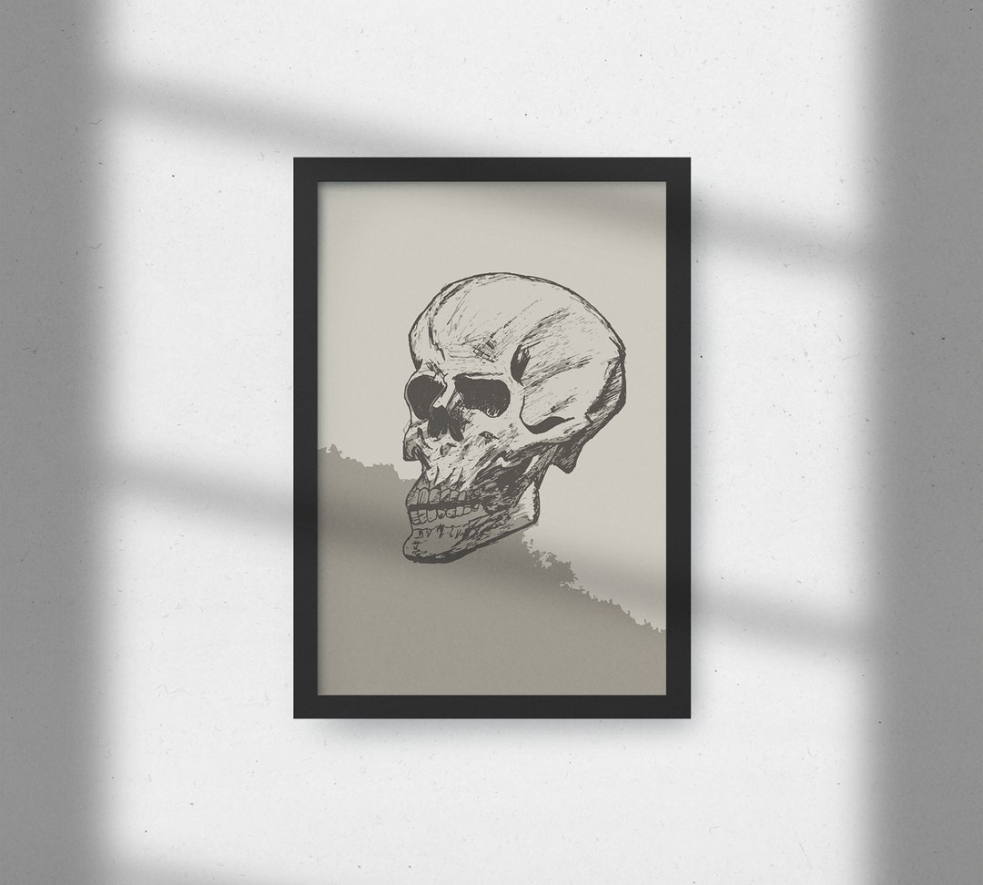 Skull Art Print, Drawing, Illustration, Home Decor, Tattoo, Face ...