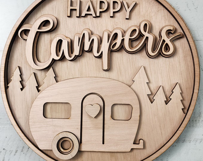 Ready to Paint Happy Camper Sign Perfect for Home or RV Wood Cutouts ...