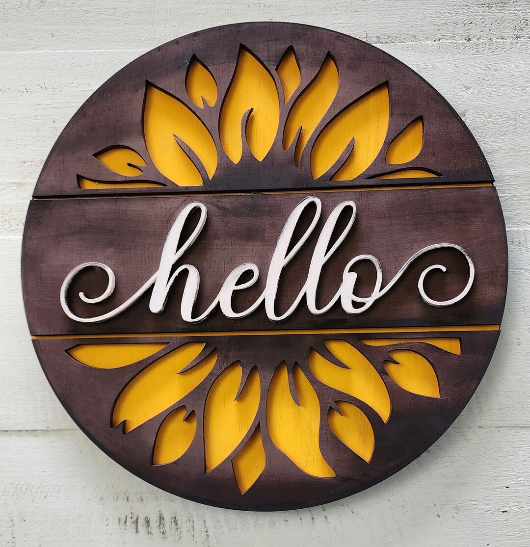 Hello Sign Ready to Paint and Put Together DIY Sign Kit Doorhanger Door ...