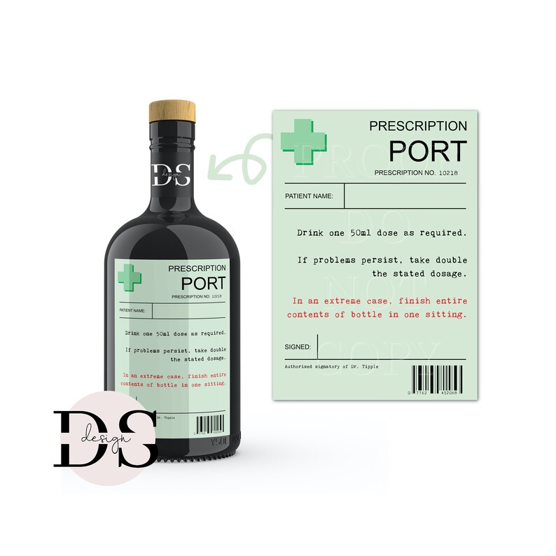 Prescription Port Label Port Bottle Label Port Gift Port | Etsy UK