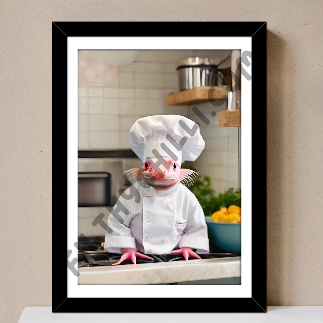 Axolotl Chef in Kitchen, Funny Kitchen Print, Animal Chef, Axolotl ...