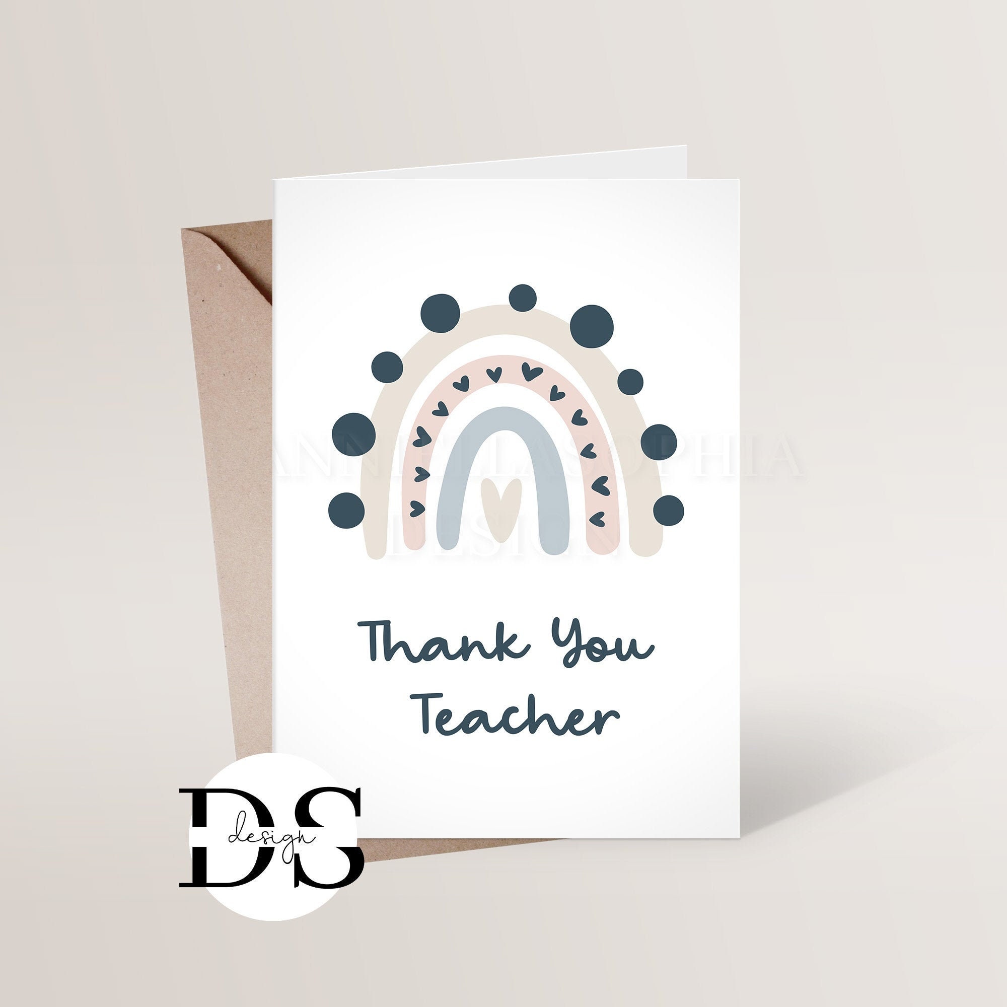 Rainbow Thank You Teacher Card Thank You Nursery Card School | Etsy