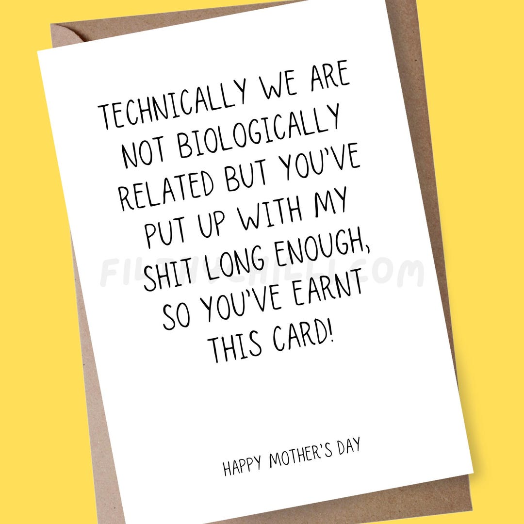 Funny Step Mum Mothers Day Card, You've Put up With My Shit, Stepmum ...