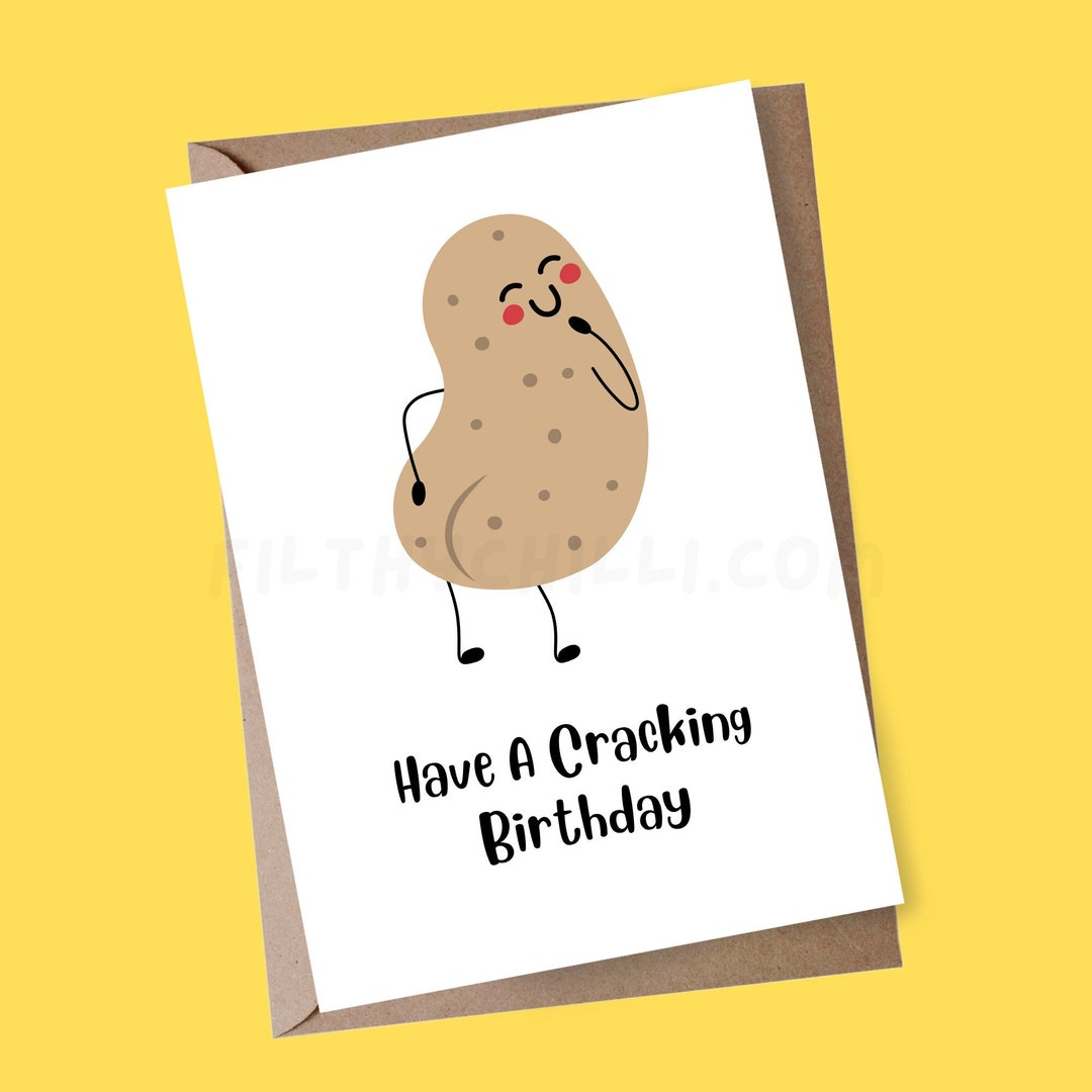Have A Cracking Birthday, Funny Birthday Card, Potato Card, Kawaii Card ...