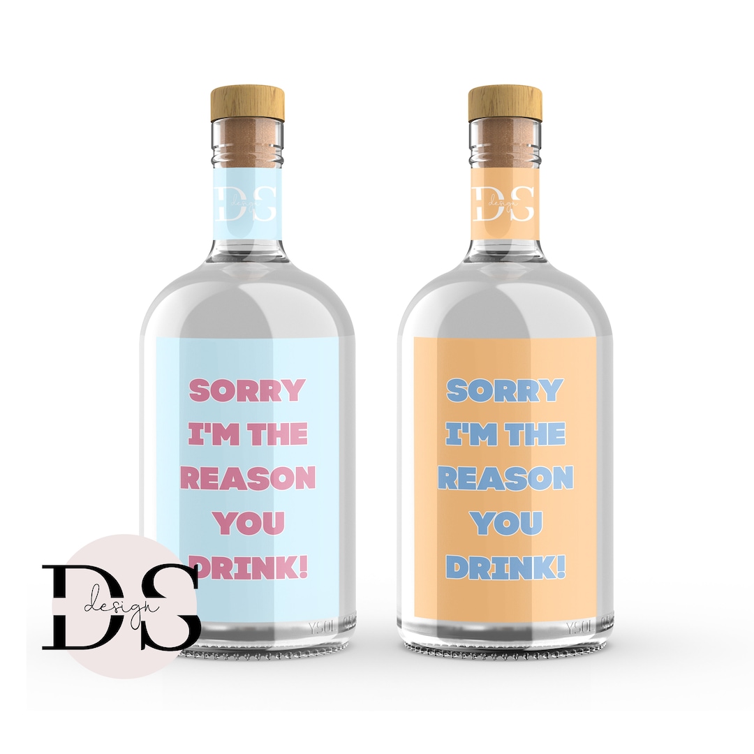 Funny Wine Label, Gin Gift, Wine Bottle Label, Alcohol Bottle Label ...