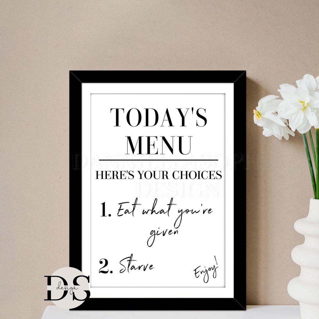 Funny Kitchen Prints, Today's Menu Print, Home Decor, Wall Art, Kitchen ...