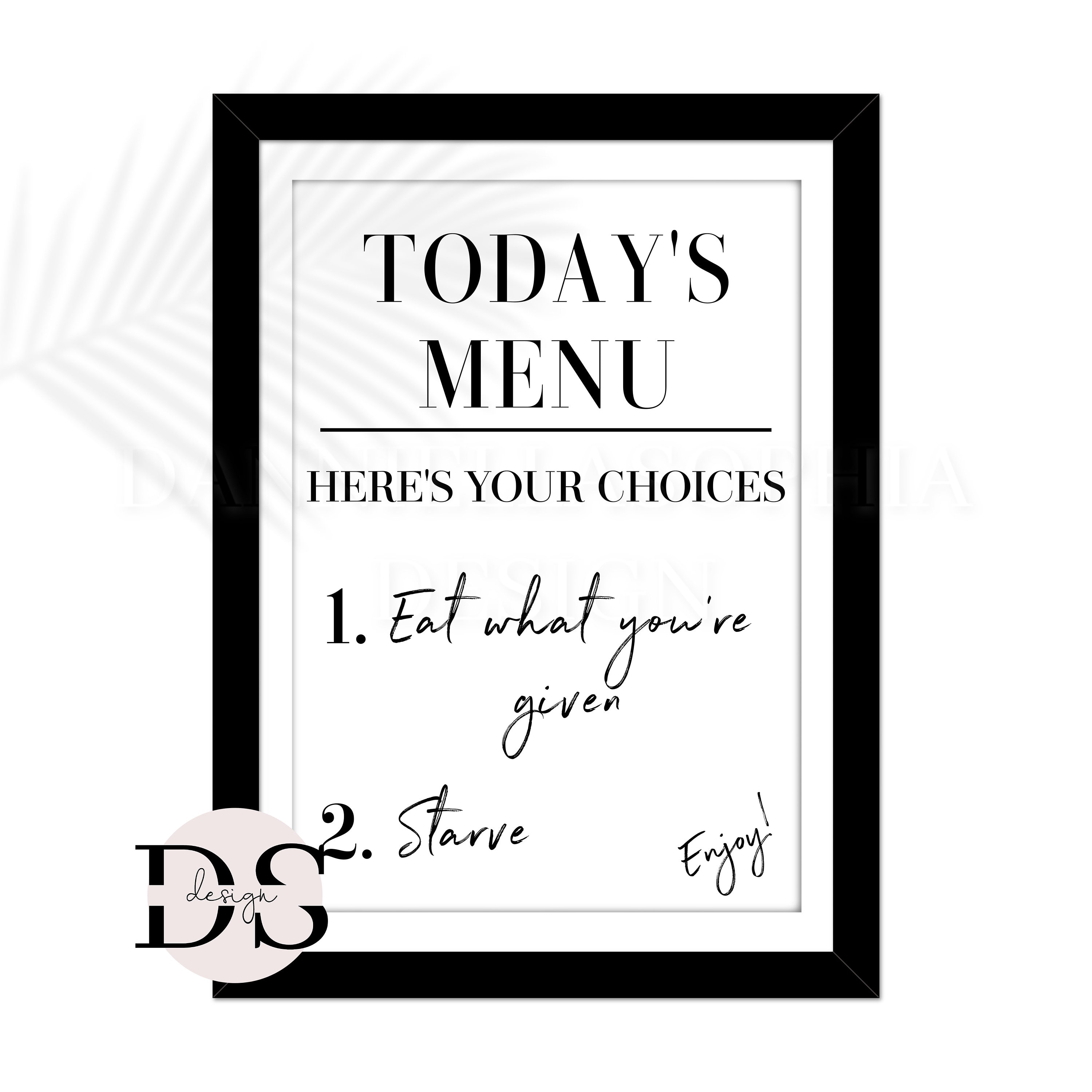 Funny Kitchen Prints Today's Menu Print Home Decor Wall - Etsy UK