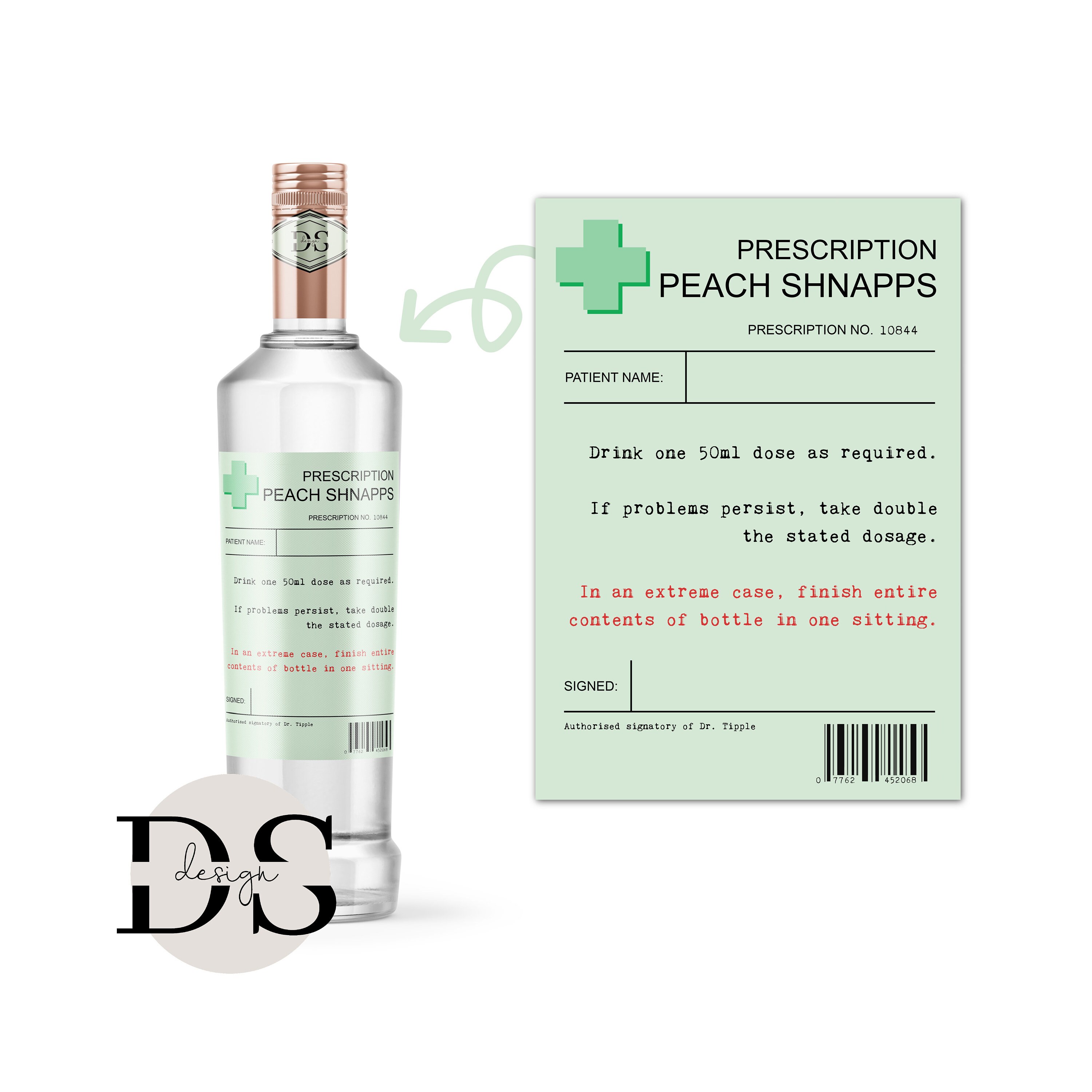 Prescription Peach Shnapps Label Shnapps Bottle Sticker - Etsy