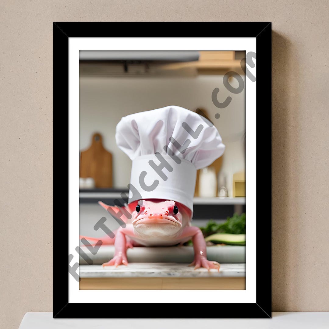 Axolotl Chef in Kitchen, Axolotl Print, Axolotl Gifts, Funny Kitchen ...