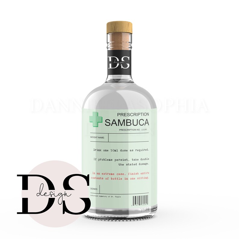 Prescription Sambuca Label Sambuca Gift Sambuca Bottle - Etsy UK