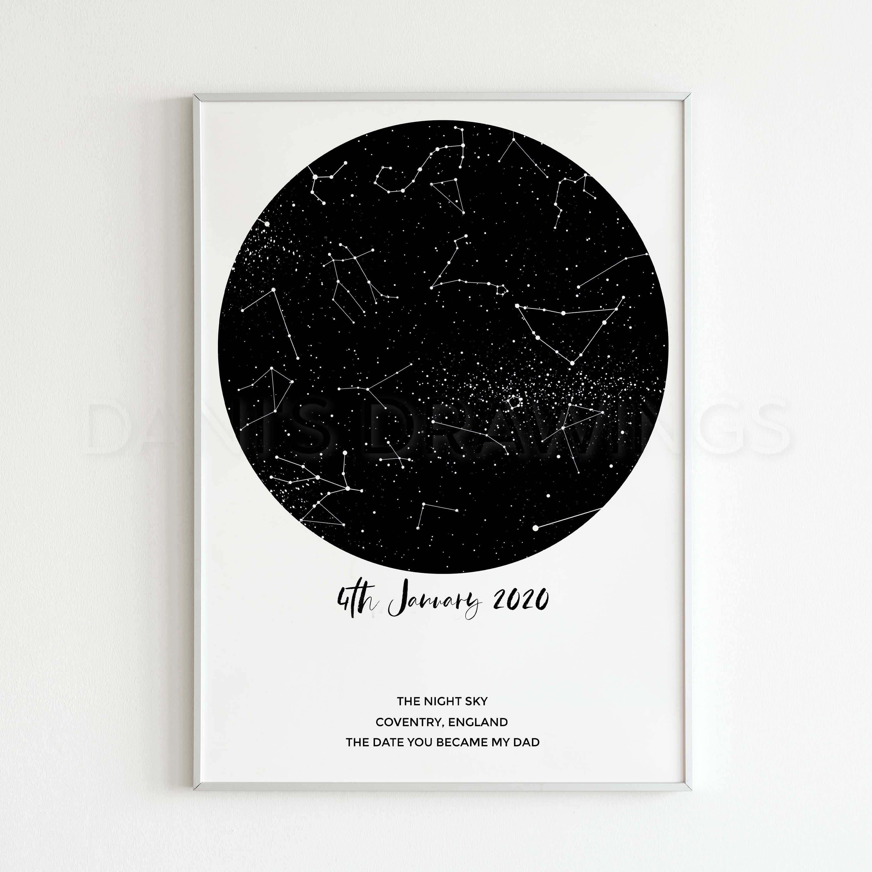 Night Sky Star Map Stars on Date Star Map Print | Etsy UK
