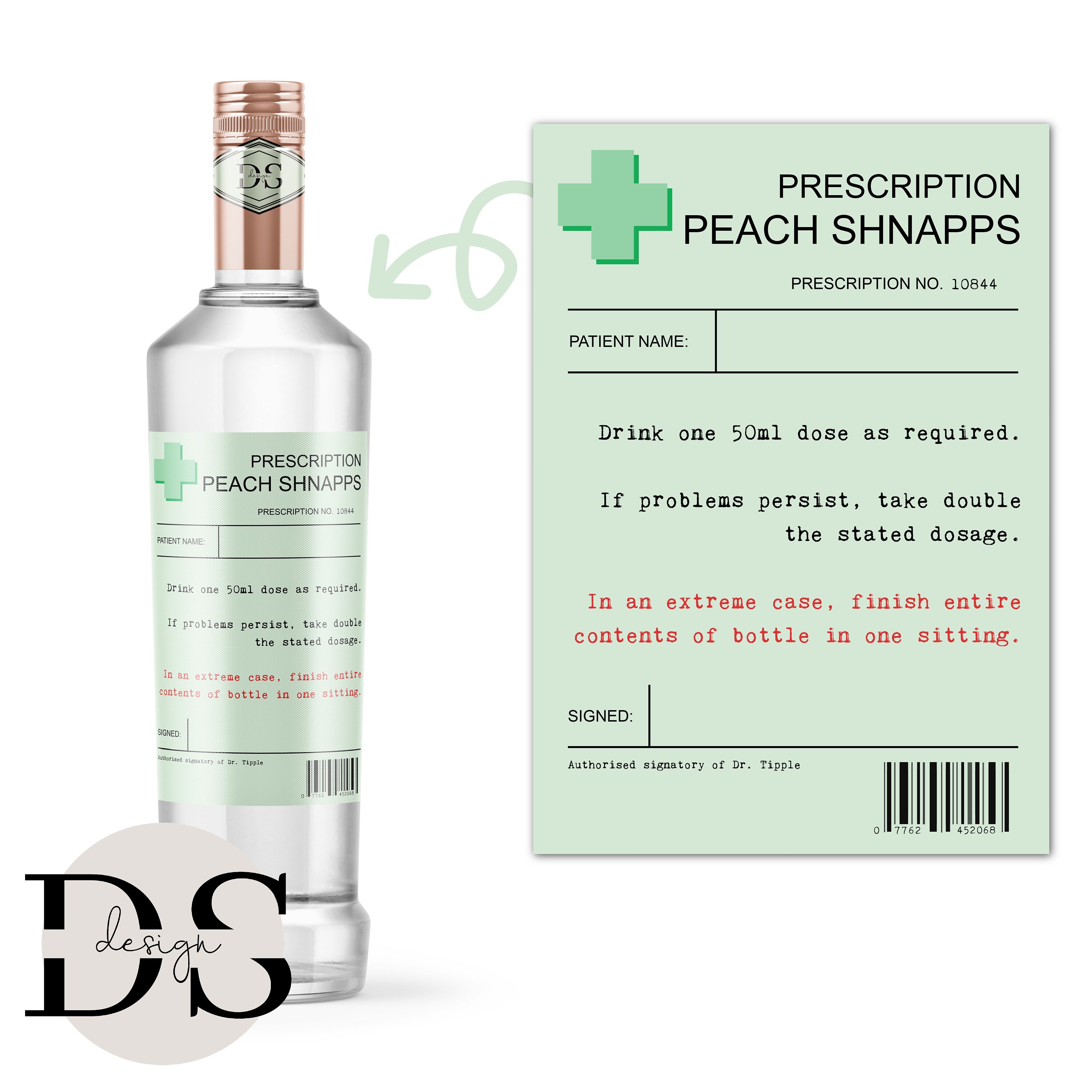 Prescription Peach Shnapps Label Shnapps Bottle Sticker - Etsy