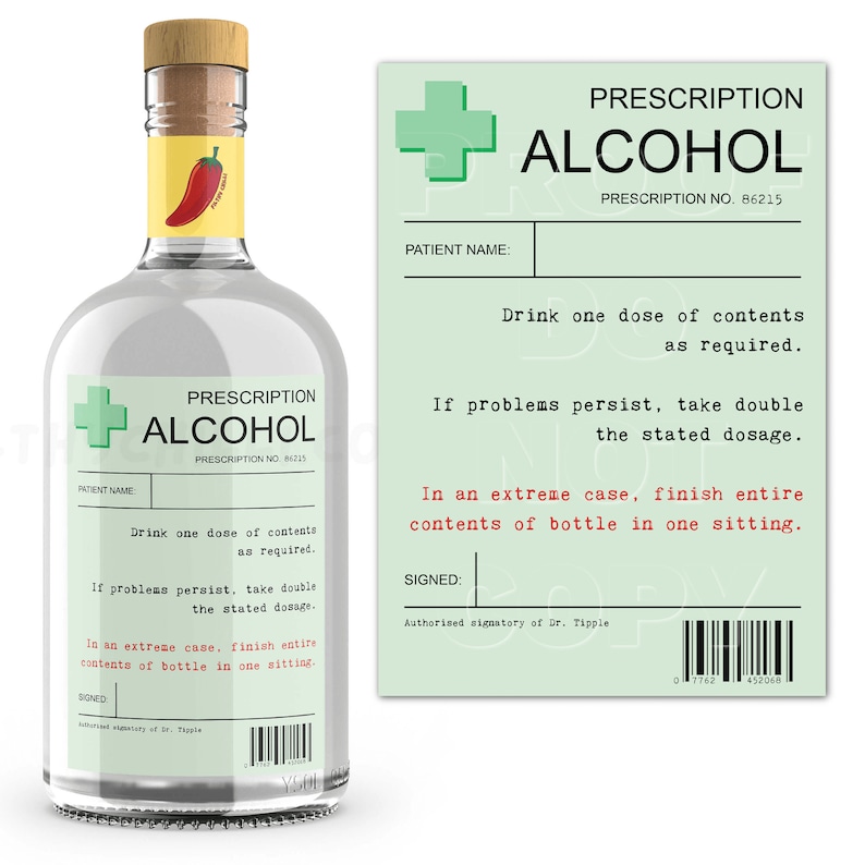 Funny Personalised Prescription Alcohol Bottle Label, Prank Valentines ...