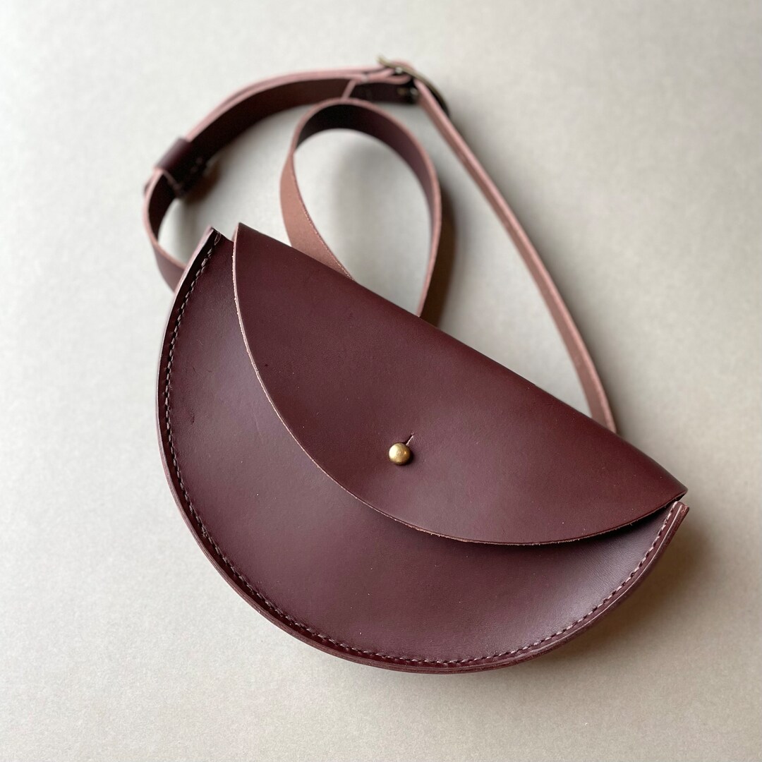 Leather Half Moon Crossbody Bag: Vegetable Tanned Belt Bag - Etsy