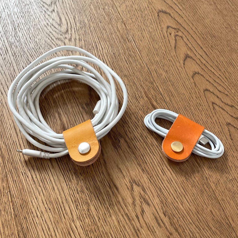 Handmade Leather Cable Tidies | Cord Organiser | Charger Cable Holder ...