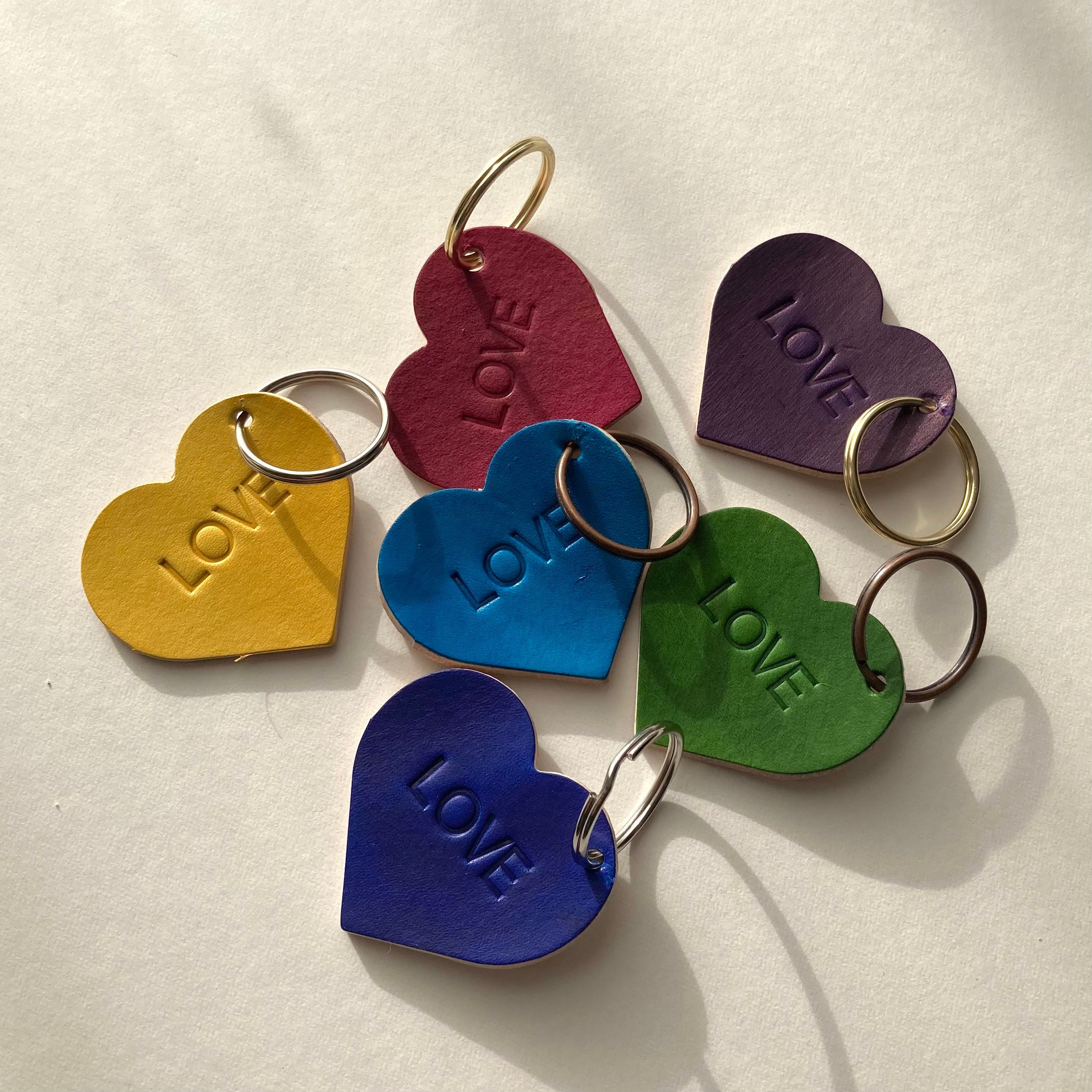 Leather 'love' Heart Keyring Personalised 3rd Wedding Anniversary ...